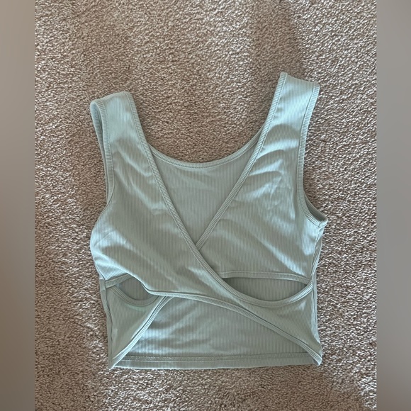 Tops | Green Cross Back Tank | Poshmark